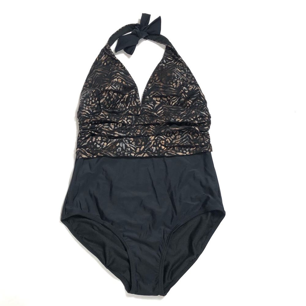 Catalina Black Gold Rush Halter One Piece Swimsuit - Gem